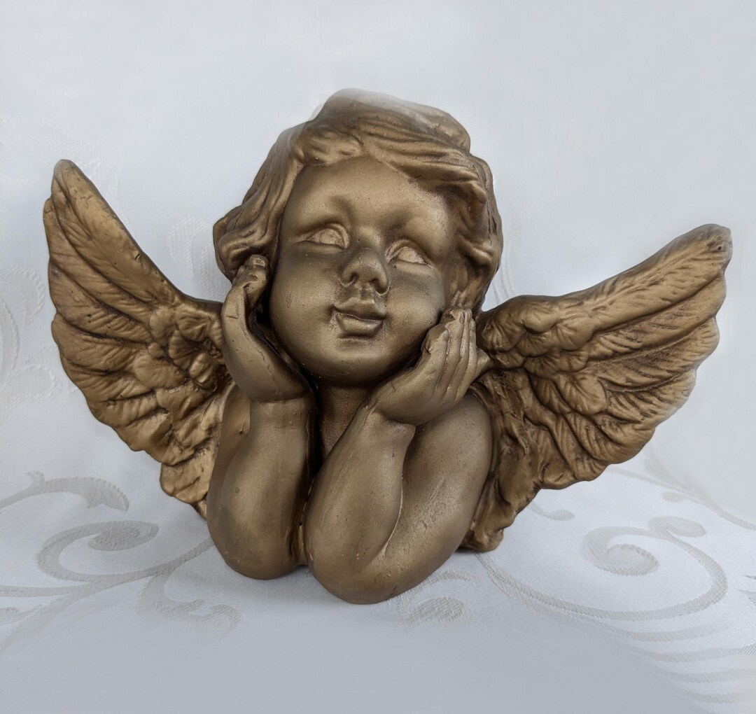 Putto Angel Head Angel Head Wings Clay Pottery Vintage Handmade - Etsy