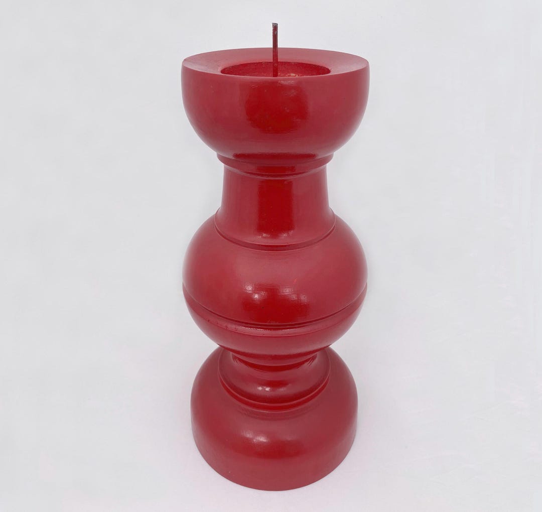 Turned Heavy Candlestick Large Candle Holder Candlestick Wood Red - Etsy