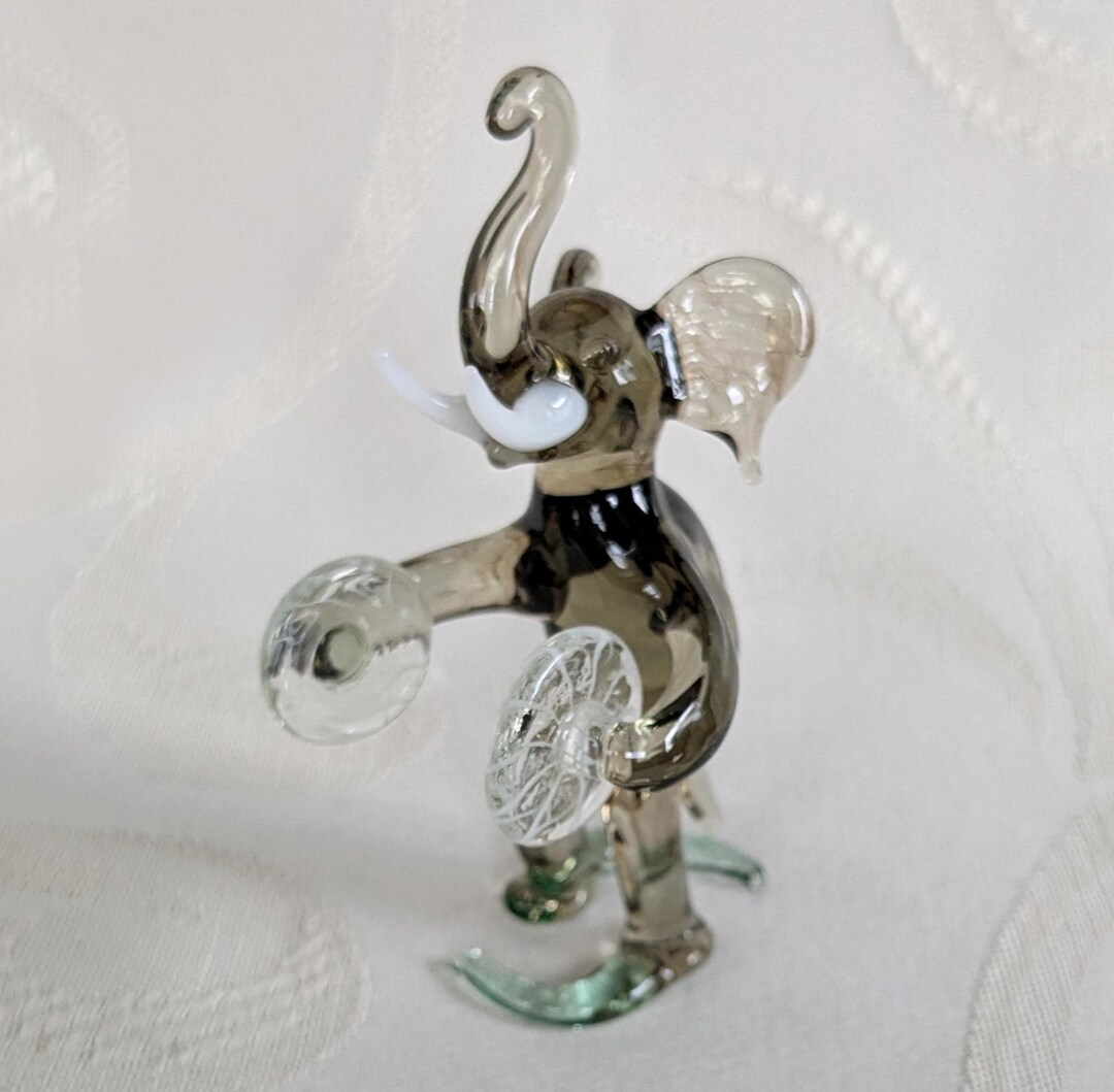 Glass Animal Musical Elephant With Cymbal Handcrafted Case Animal Made ...