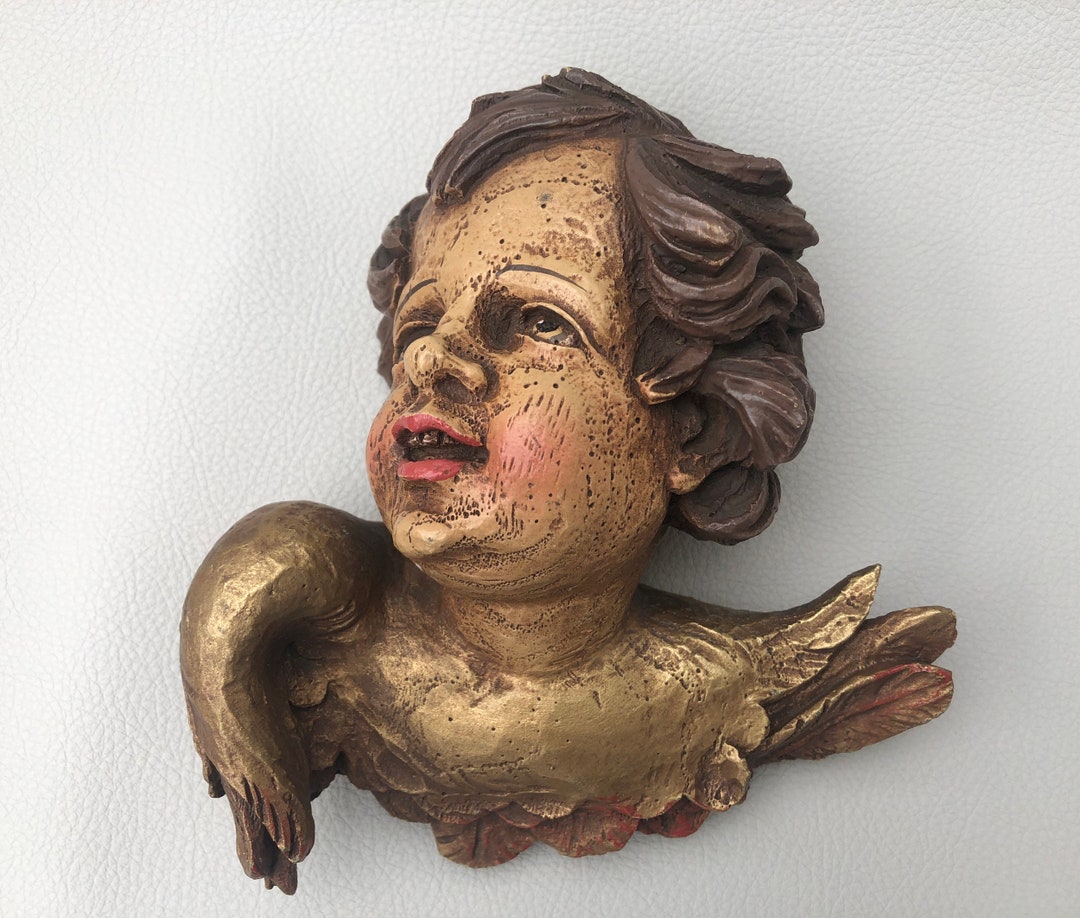 Putto Angel Head Angel Head Wings Resin Handmade - Etsy