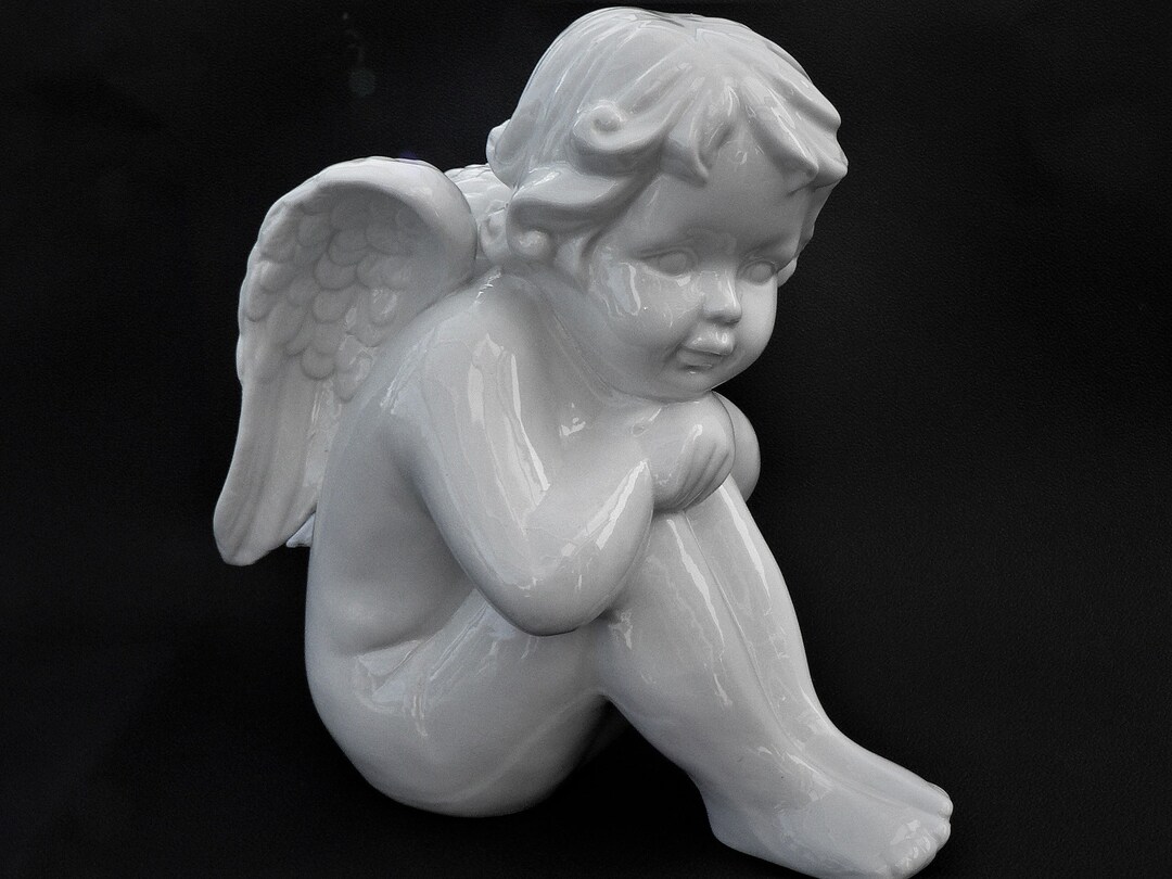 White Angel in Sitting Position Porcelain Angel of Great Angel - Etsy