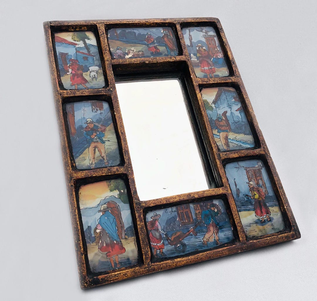 Small Wall Mirror Peru Folklore Stained Glass 16 Cm X 21 Cm - Etsy
