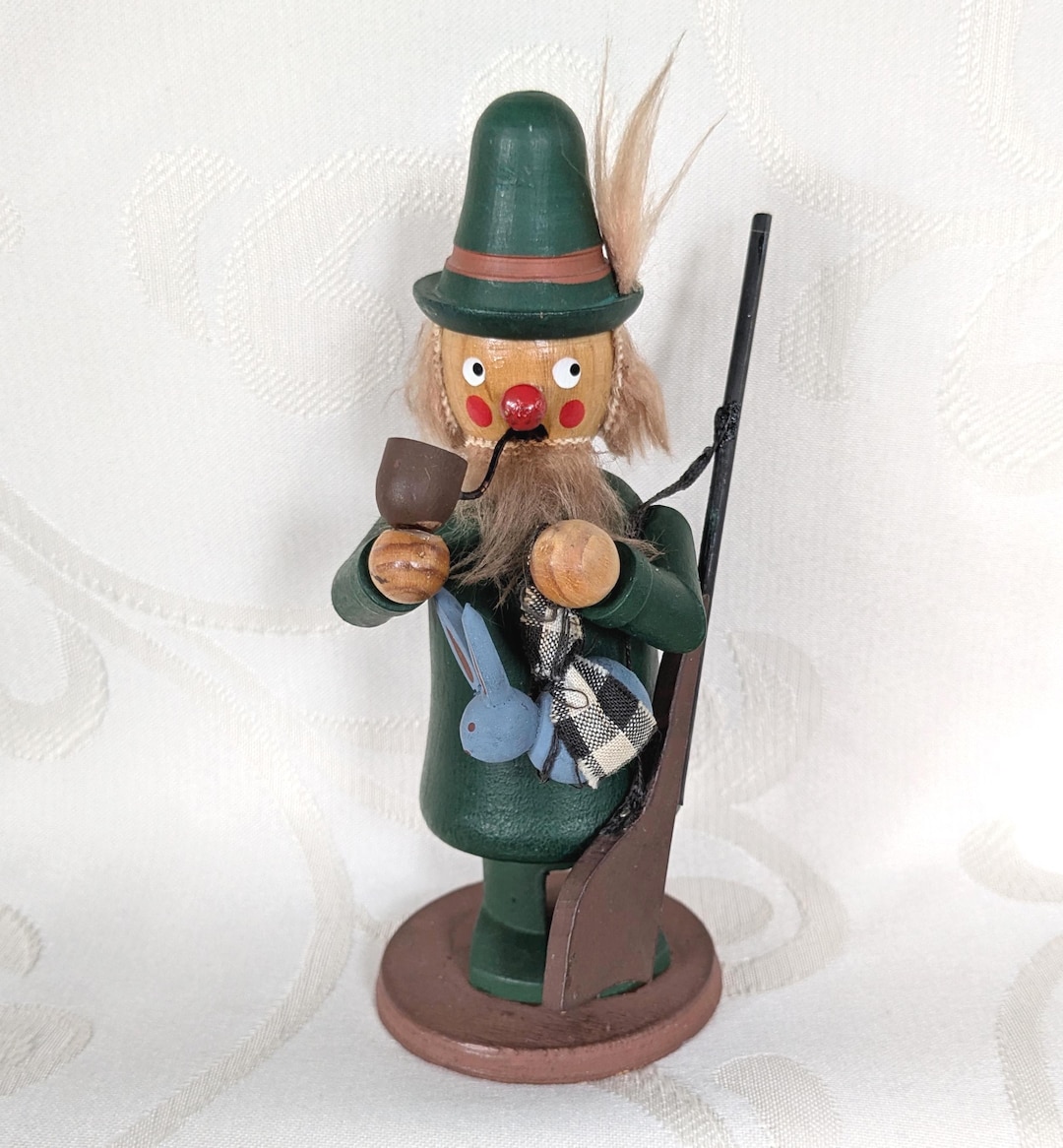 Smoking Man Hubertus With Pipe Shotgun Rifle Rabbit Bunny Erzgebirge - Etsy