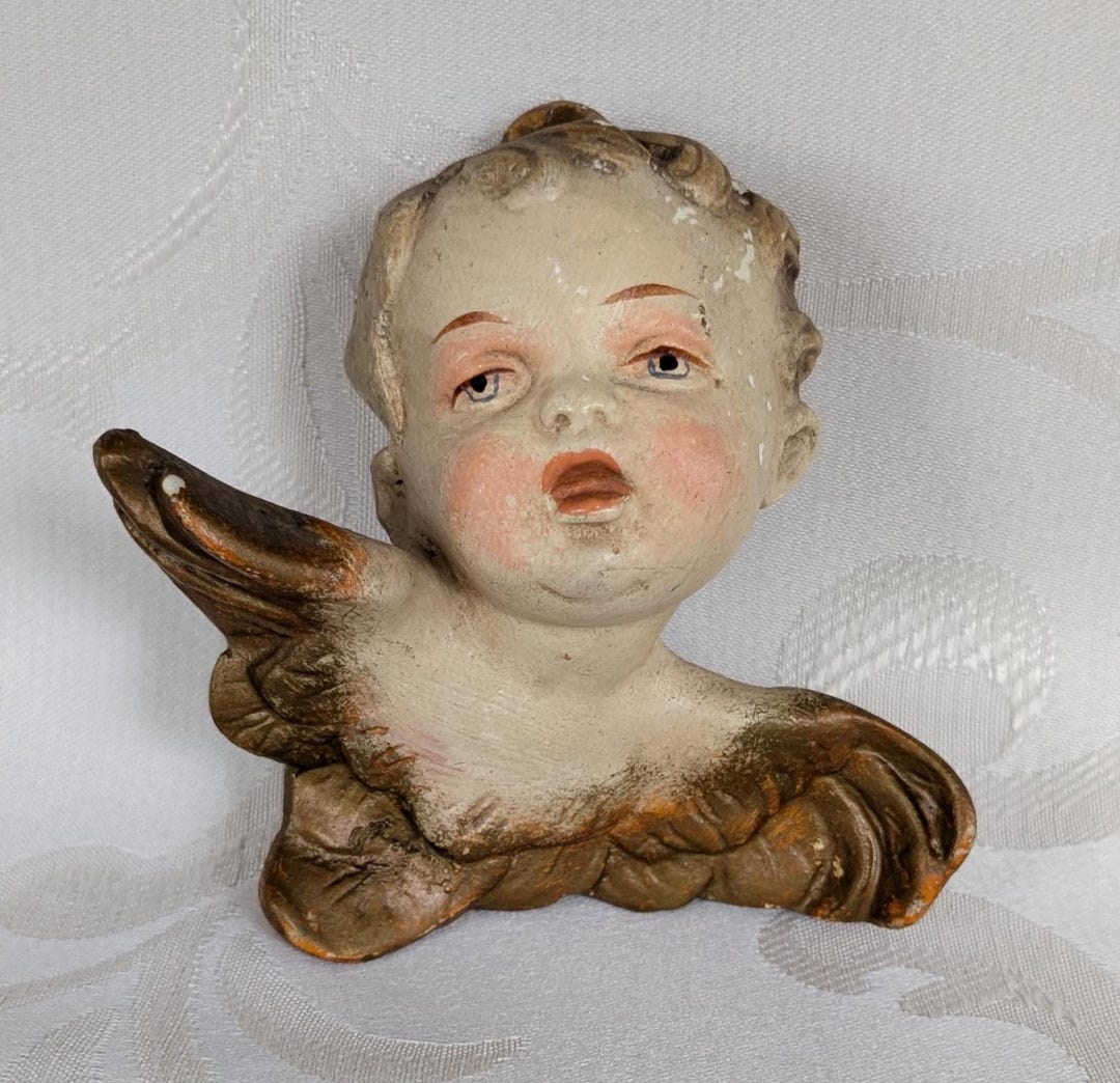 Antiker Engelkopf mit Flügel aus Gips Putto Engel Kopf Gipsfigur - Etsy.de