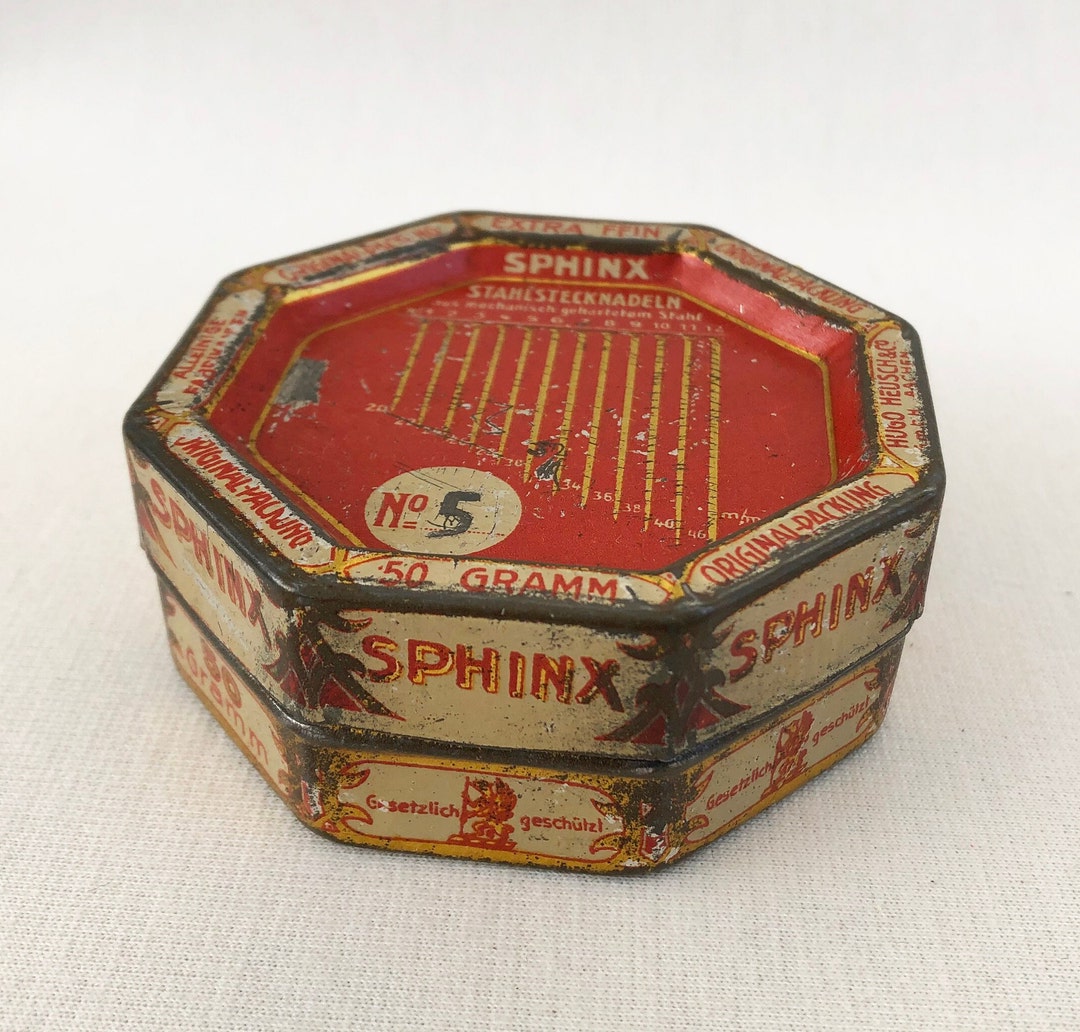 Octagonal Tin Can Sphinx Steel Pins Metal Can Antique Steel - Etsy