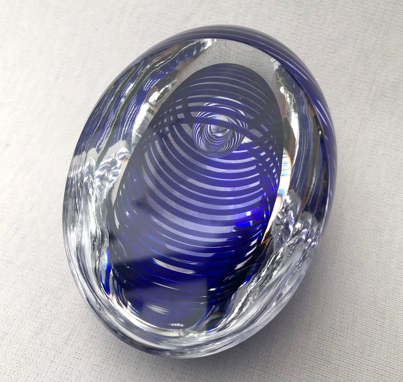 Glass Paperweight Studio Åhus Sweden Signed Dated 1992 Spirals Blue - Etsy