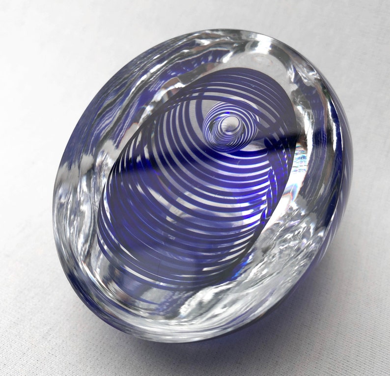Glass Paperweight Studio Åhus Sweden Signed Dated 1992 Spirals Blue - Etsy