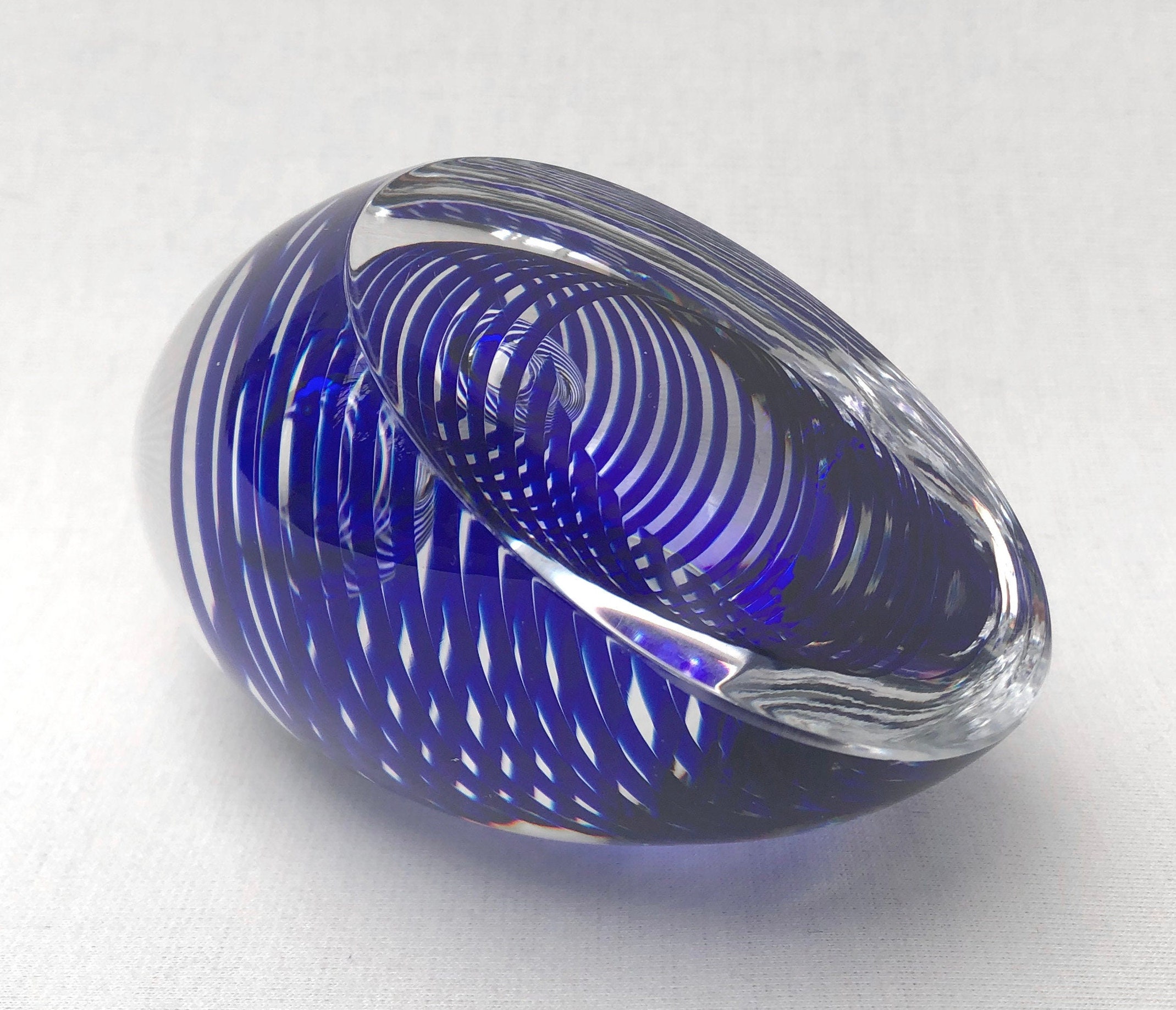 Glass Paperweight Studio Åhus Sweden Signed Dated 1992 Spirals Blue - Etsy