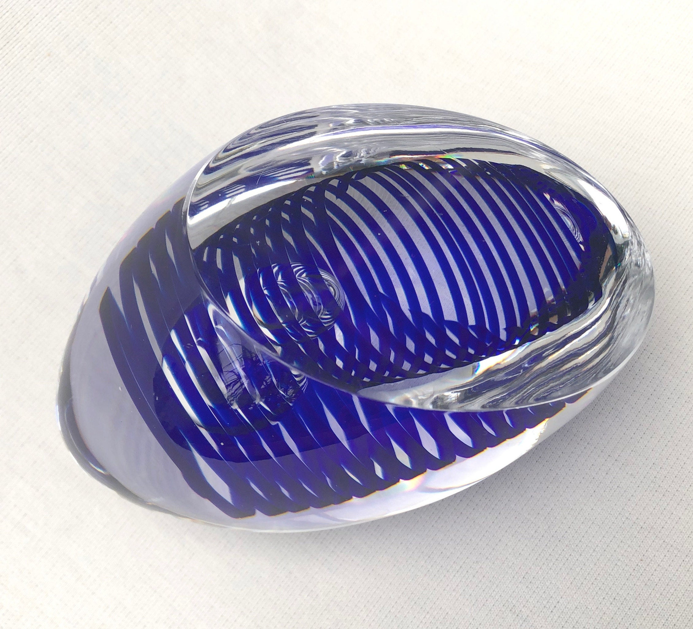 Glass Paperweight Studio Åhus Sweden Signed Dated 1992 Spirals Blue - Etsy