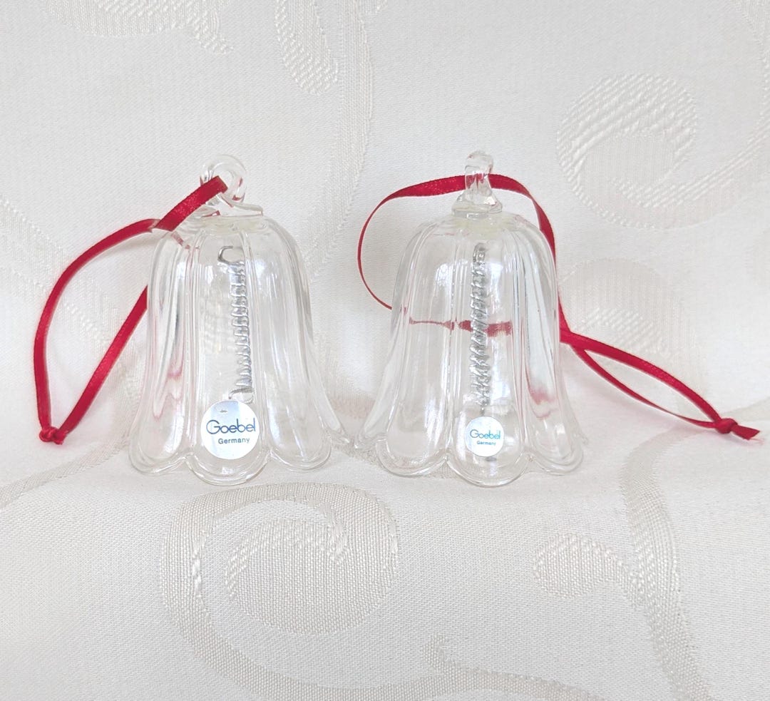 2 Glass Bells Crystal Glass Bells Goebel Germany Flower Cup Bells on ...