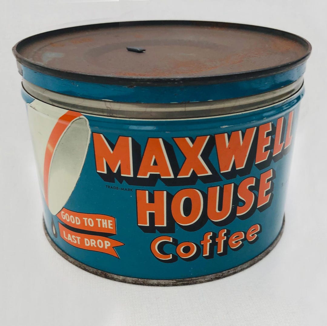 Round Metal Can Maxwell House Coffee Drip Grind Tin Can One Pound P ...