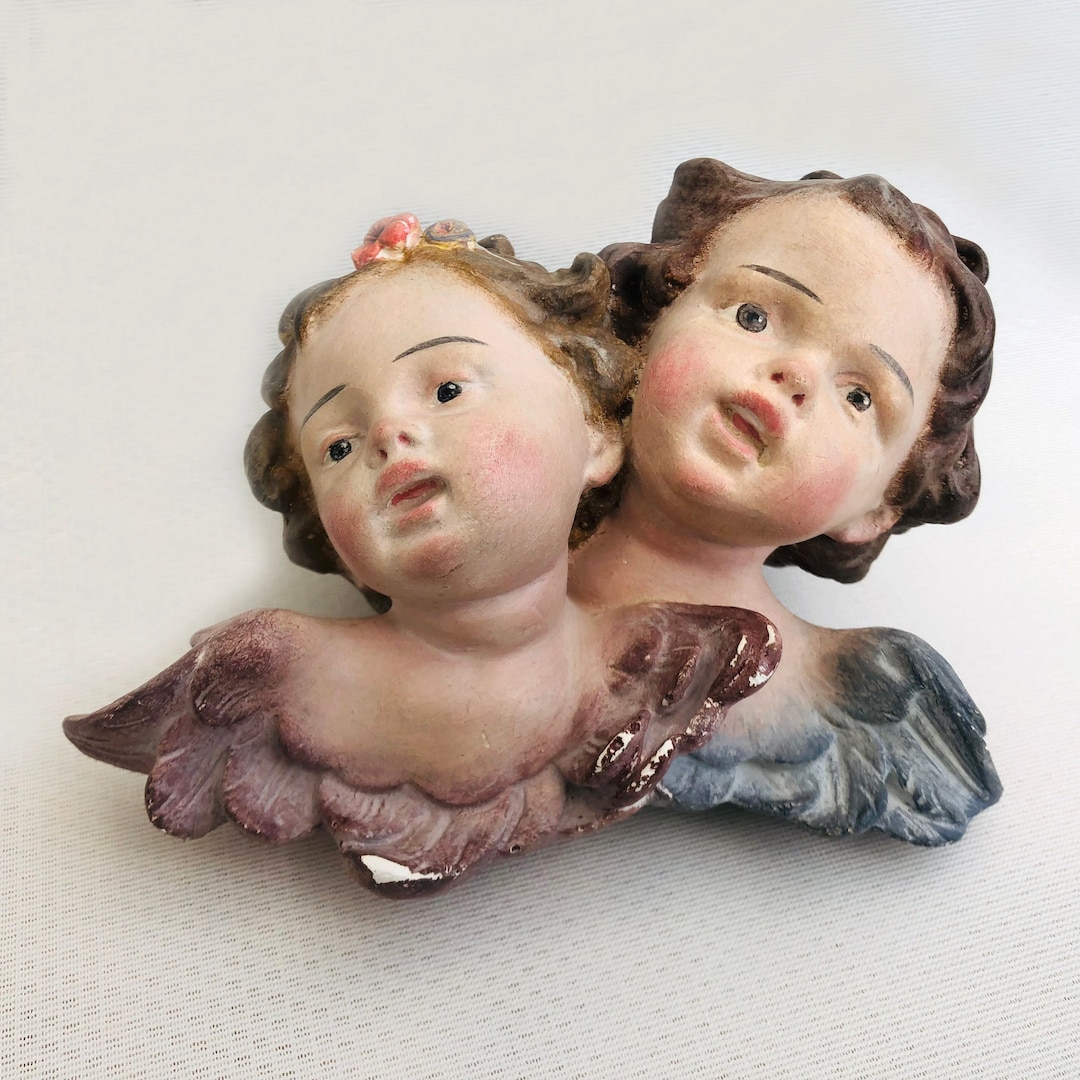 Antique Angel Heads Made of Plaster Putto Angel Head Angel Head Wings ...