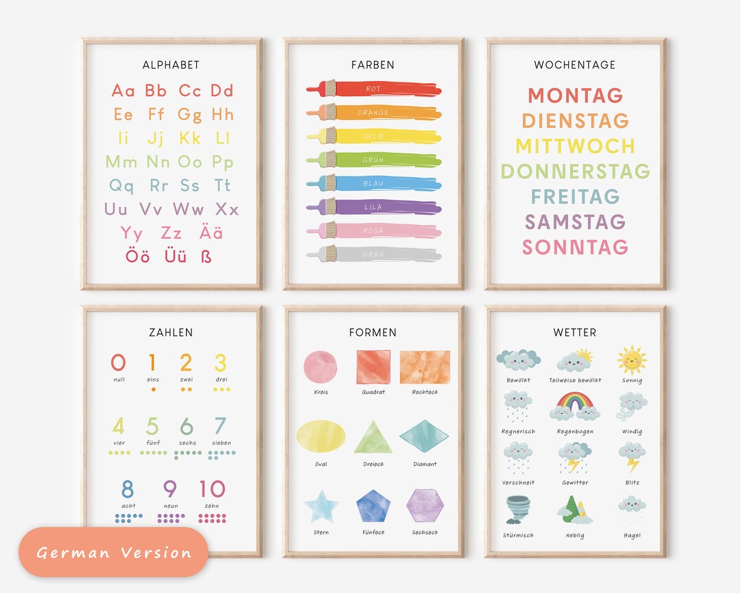 German Educational Prints, Lernposter Deutsch, Montessori Prints ...