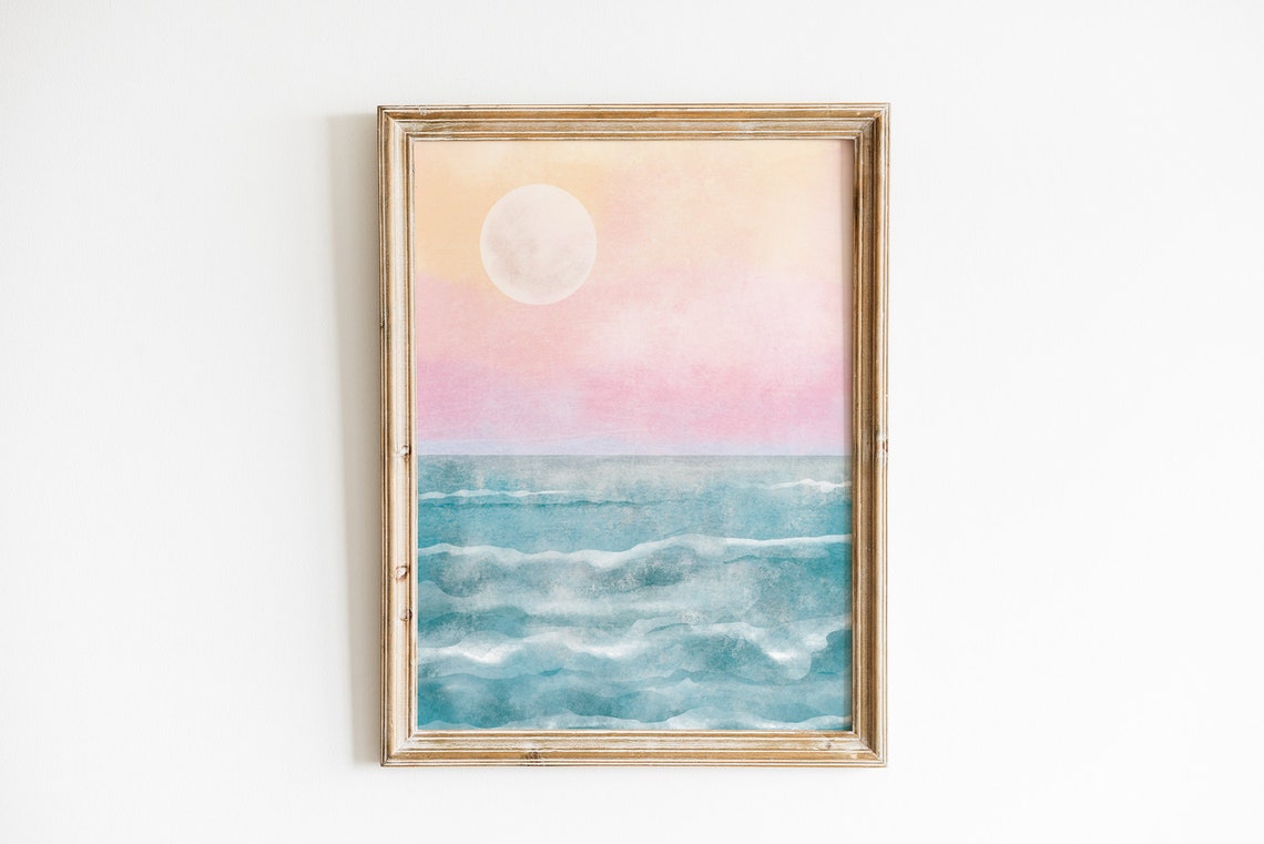 Boho Abstract Sea With Sunset - Etsy