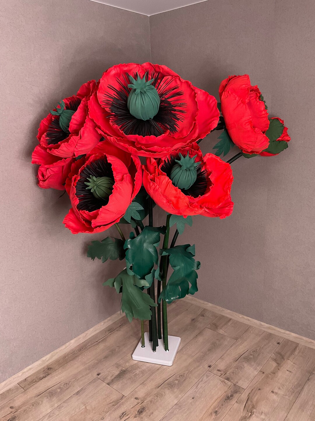 Set of 7 Giant Red Flowers /red Poppies /big Red Flowers /garden ...