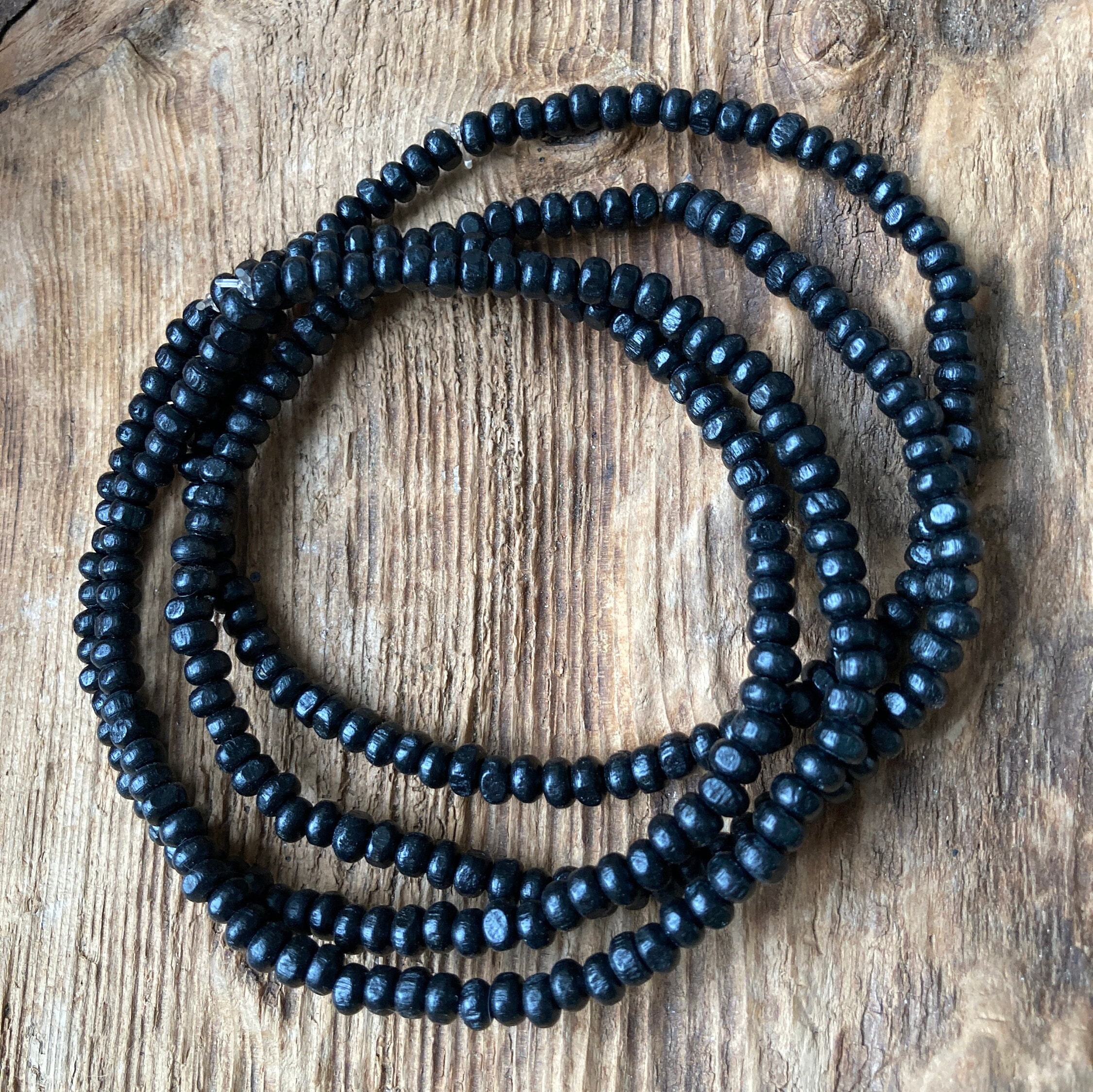 Stretchy Black Wood Bead Anklet: Elasticated Beach Jewelry - Etsy