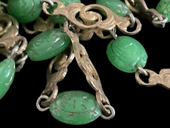 Art Deco Neiger Green Czech Moulded Glass & Brass Fil… - Gem