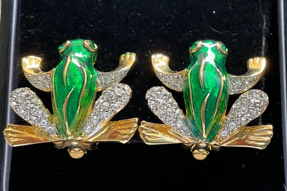 Kenneth Jay Lane Rare Vintage Crystal Frog Statement … - Gem