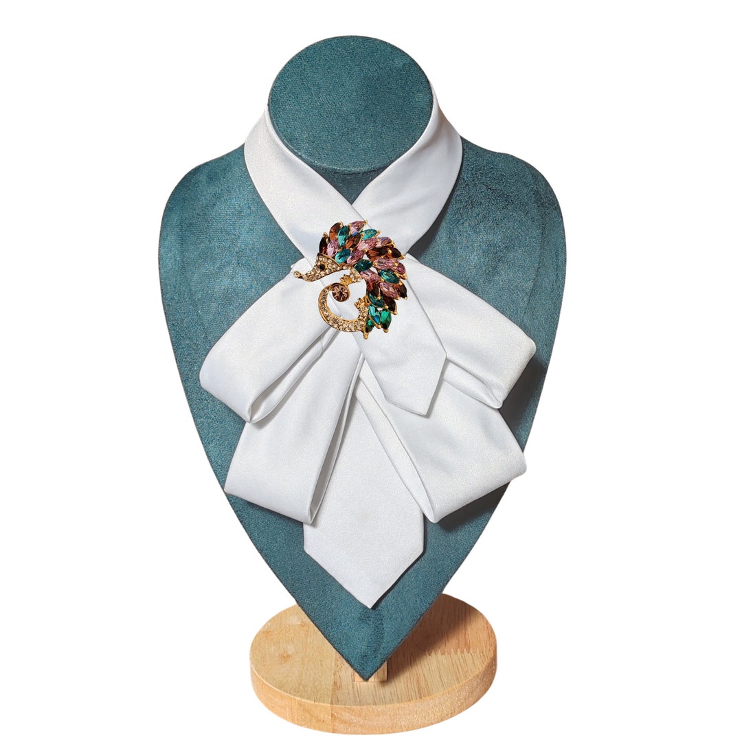 Elegant White Necktie with Hedgehog Brooch. Luxury Design to Uplift ...