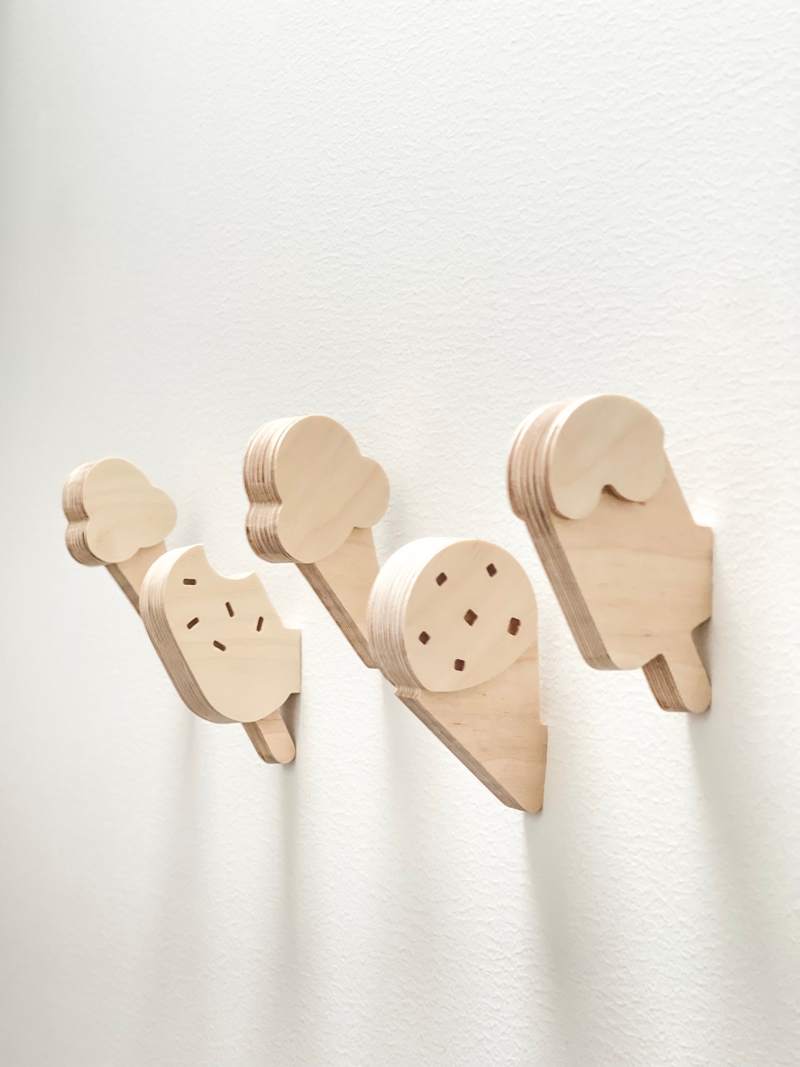 Ice Cream Hooks Set of Five Ice Cream Wall Hooks, Ice Cream Wall ...