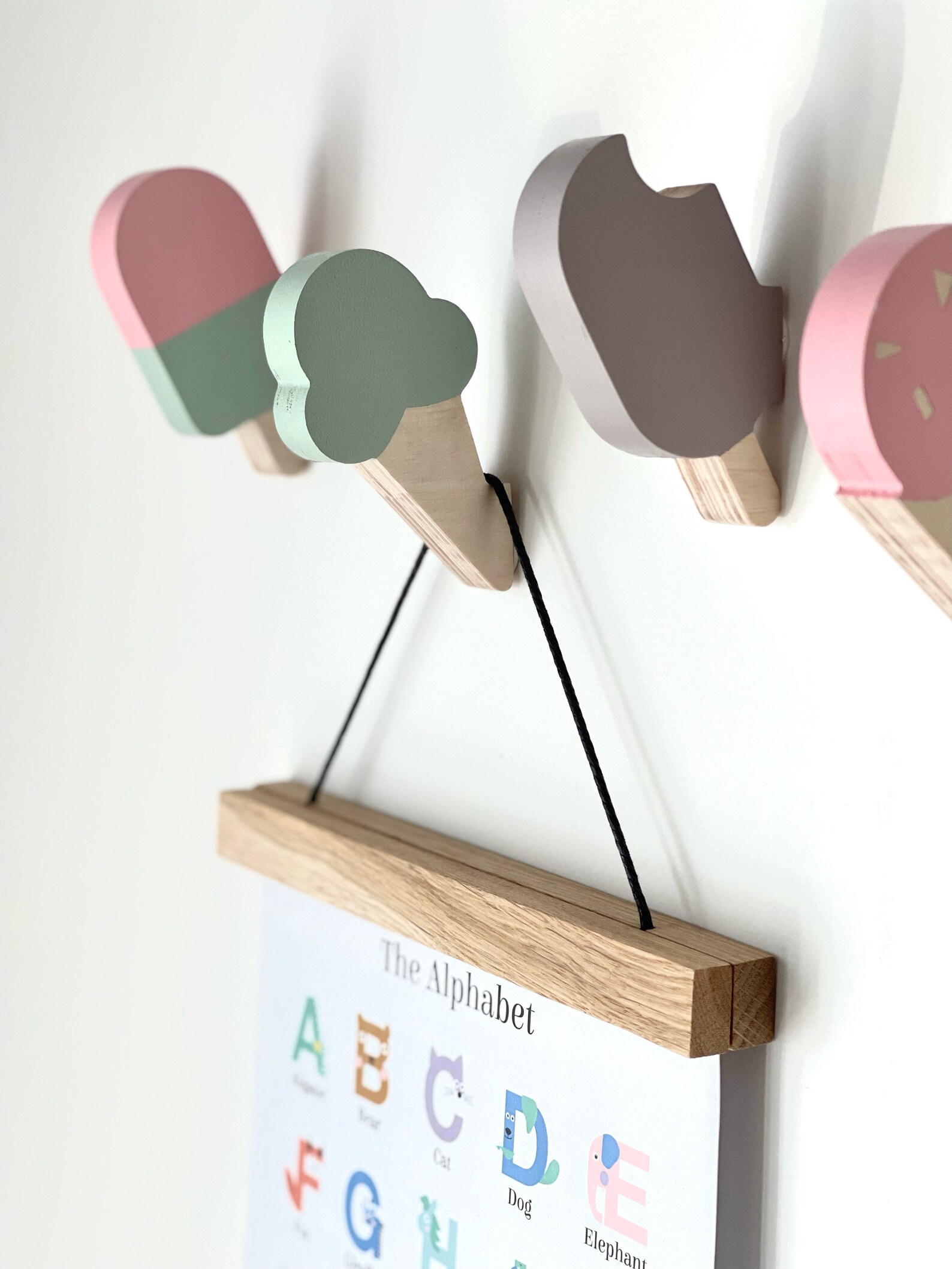 Ice Cream Hooks - Set of Five Ice Cream Wall Hooks, Ice Cream Wall ...