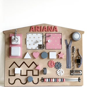 Personalized Busy Board for a Toddler Girl, Wooden Sensory Board ...