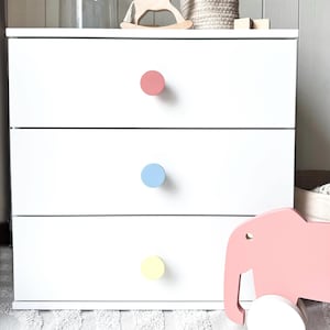 Colorful Kids Round Drawer Knobs - Nursery Knobs, Cabinet Handles for Girl's Room, Nursery ...