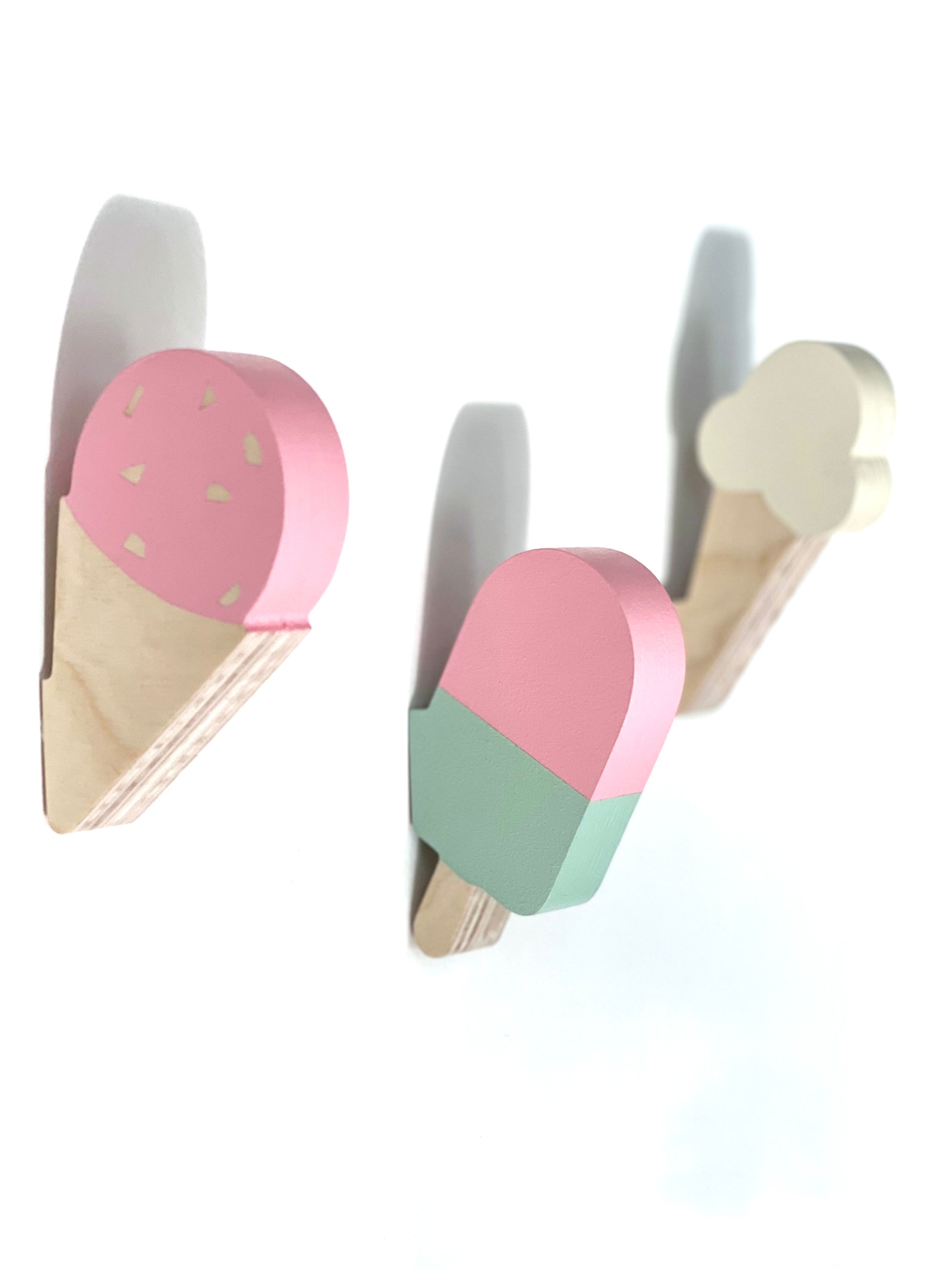Ice Cream Hooks Set of Five Ice Cream Wall Hooks, Ice Cream Wall ...