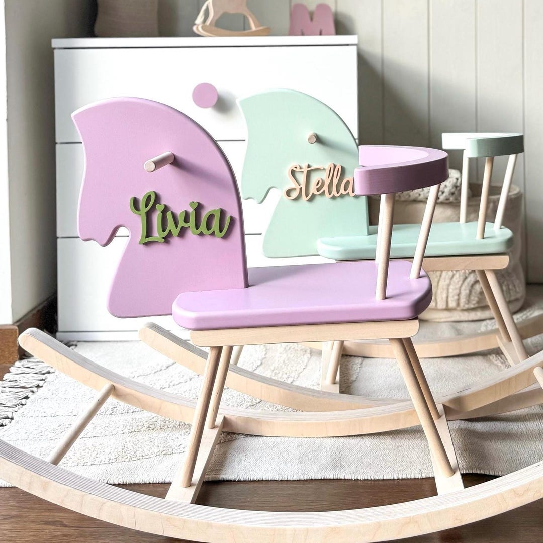 Personalized Wooden Rocking Horse | Custom Name Toddler Rocker, Gift ...