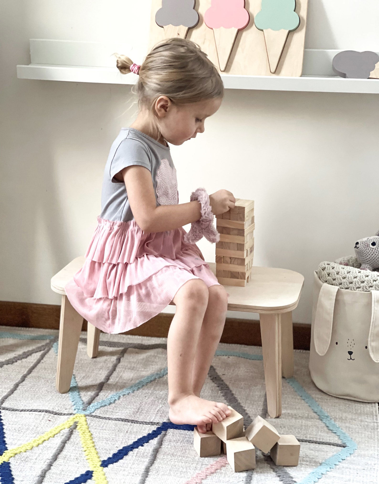 Wooden Kids BENCH Natural Wood Color Kids Furniture Baby | Etsy