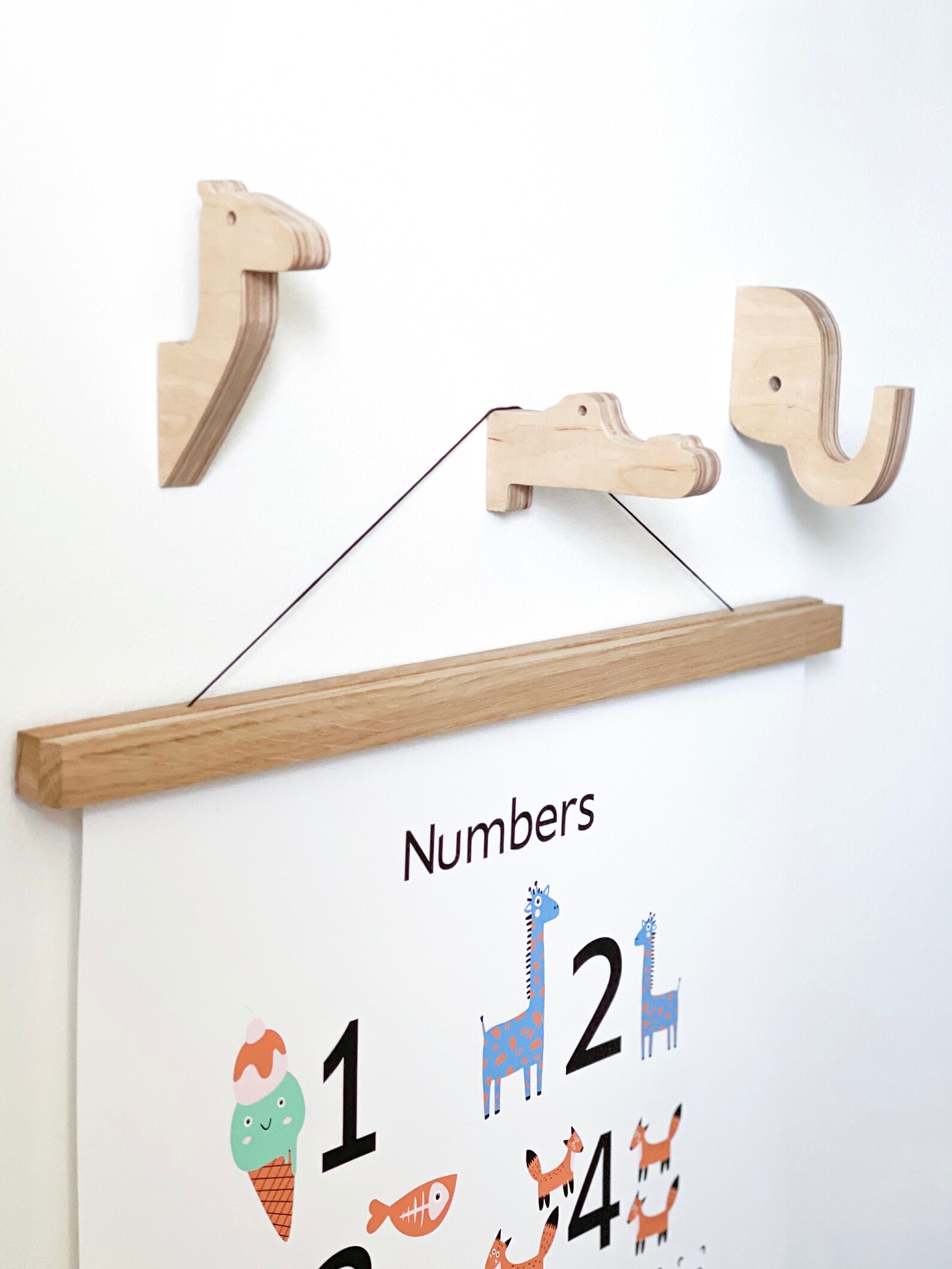 Wooden Animal Wall Hooks Set of Three Animal Shaped Hooks - Etsy