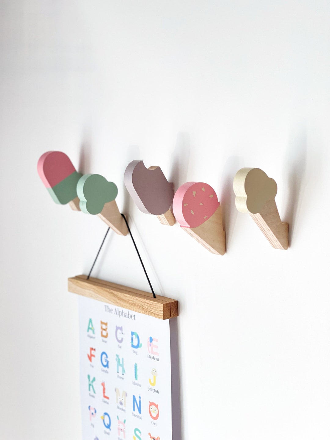 Ice Cream Hooks - Set of Five Ice Cream Wall Hooks, Ice Cream Wall ...