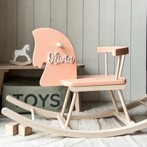 Personalized Rocking Horse Toy, Wooden Horse Toy With Name, Toddler ...