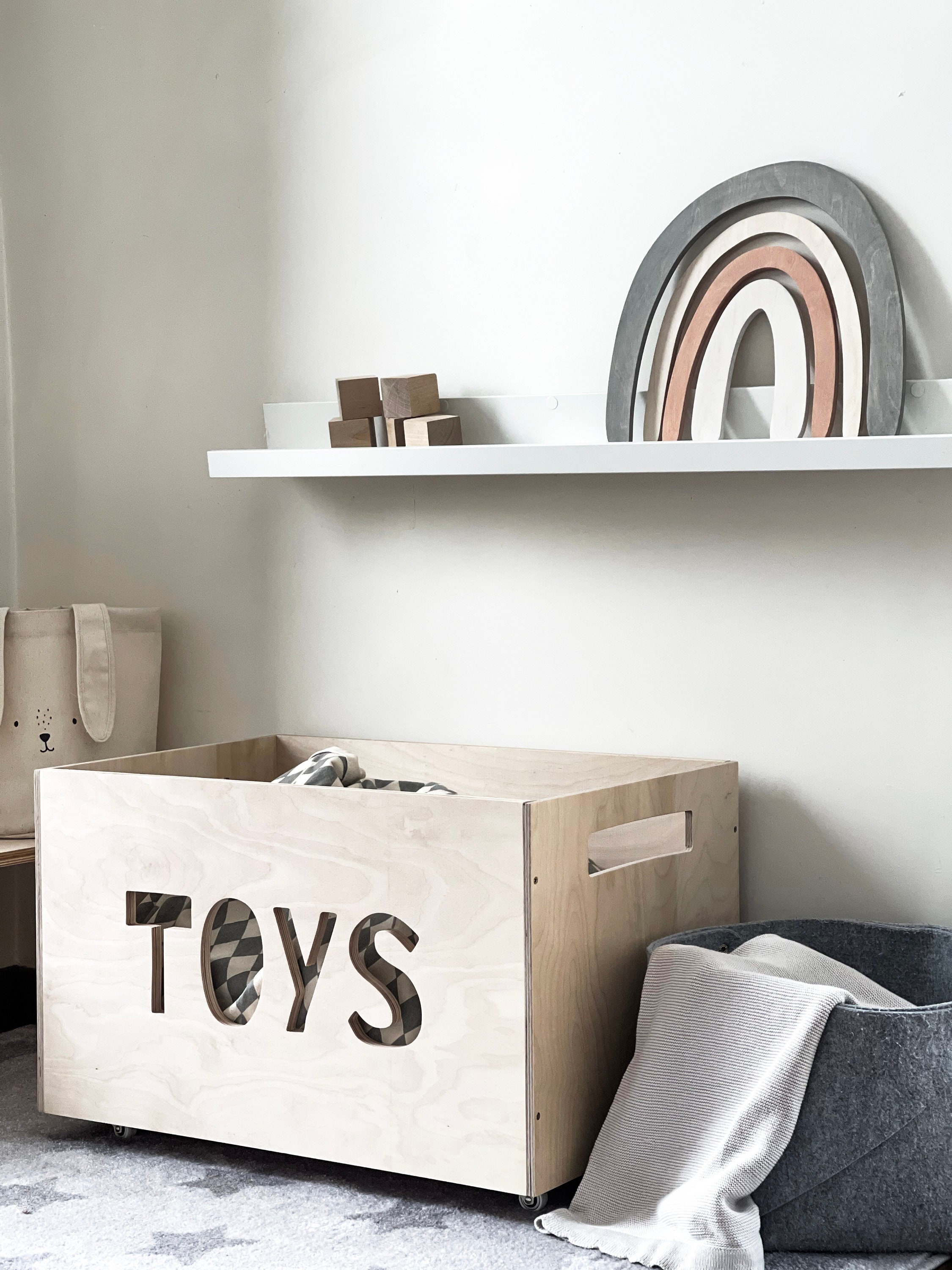 Wooden Toy Box - Modern Toy Box - Big Toy Chest - Scandinavian Style ...