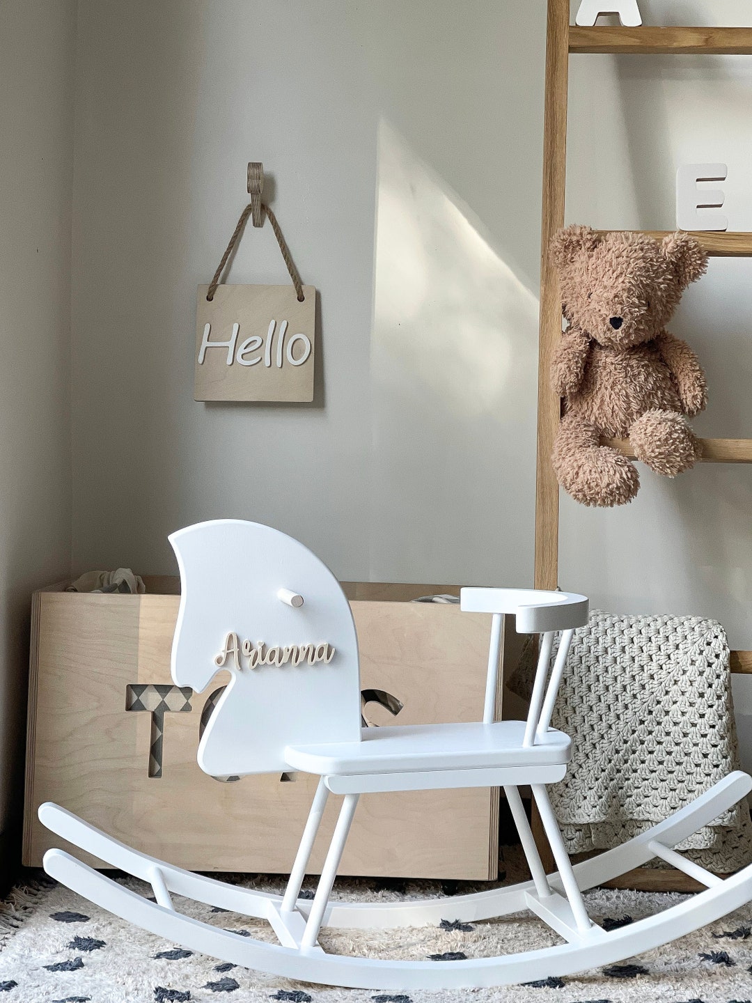 Rocking Horse Personalised Wooden Horse Toy for Kids - Etsy