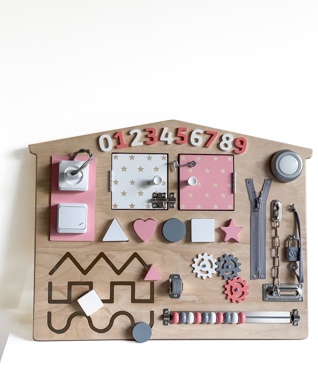 Personalized Busy Board for a Toddler Girl, Wooden Sensory Board ...