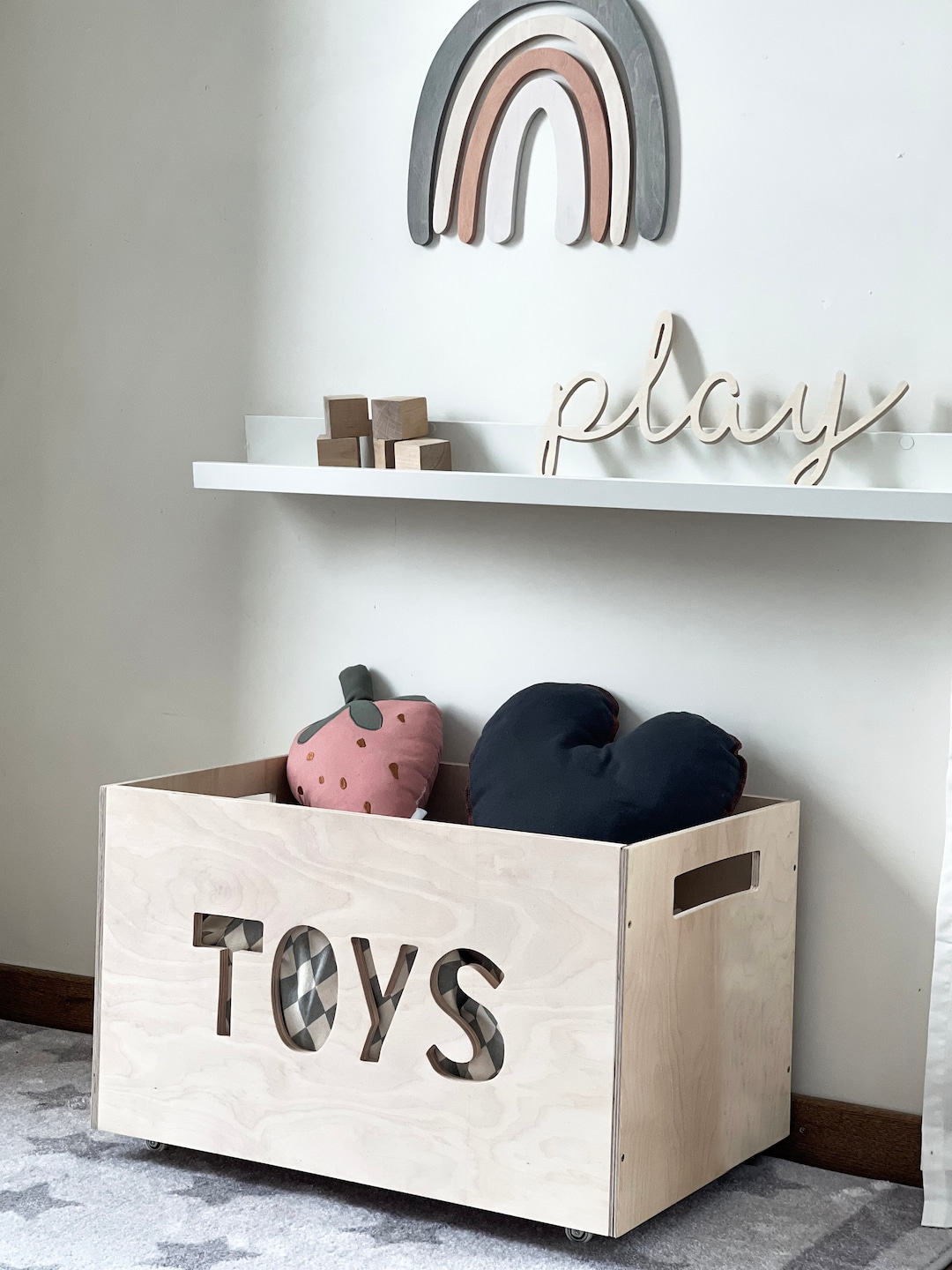 Wooden Toy Box - Modern Toy Box - Big Toy Chest - Scandinavian Style ...