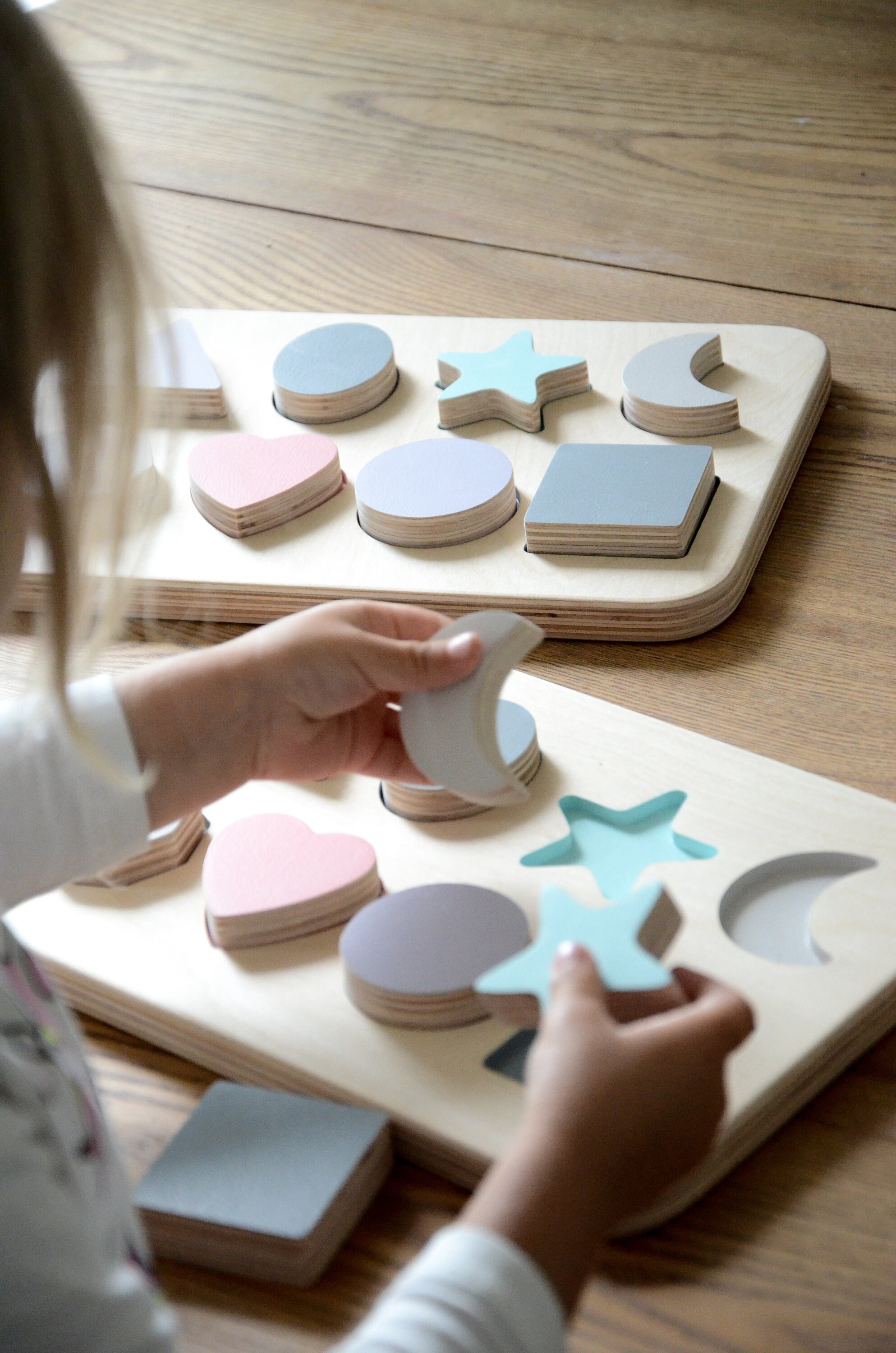 Shapes Puzzle - Toddler Busy Toy. Wooden Sensory Toy, Geometric Shapes ...