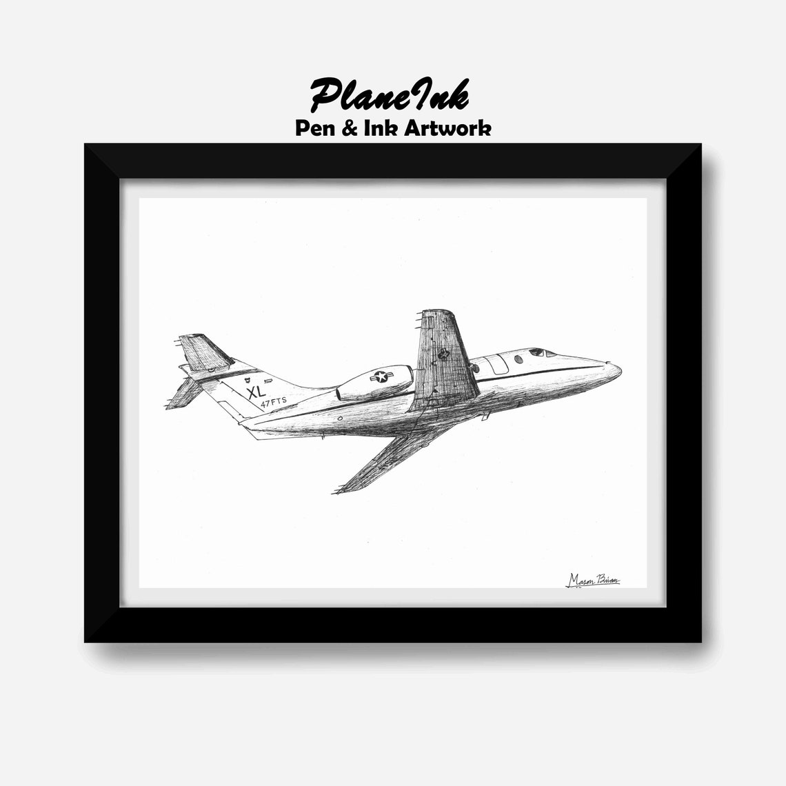 T-1 Jayhawk Print 8.5 X 11, Pen and Ink Drawing, Jet Art, Air Force ...