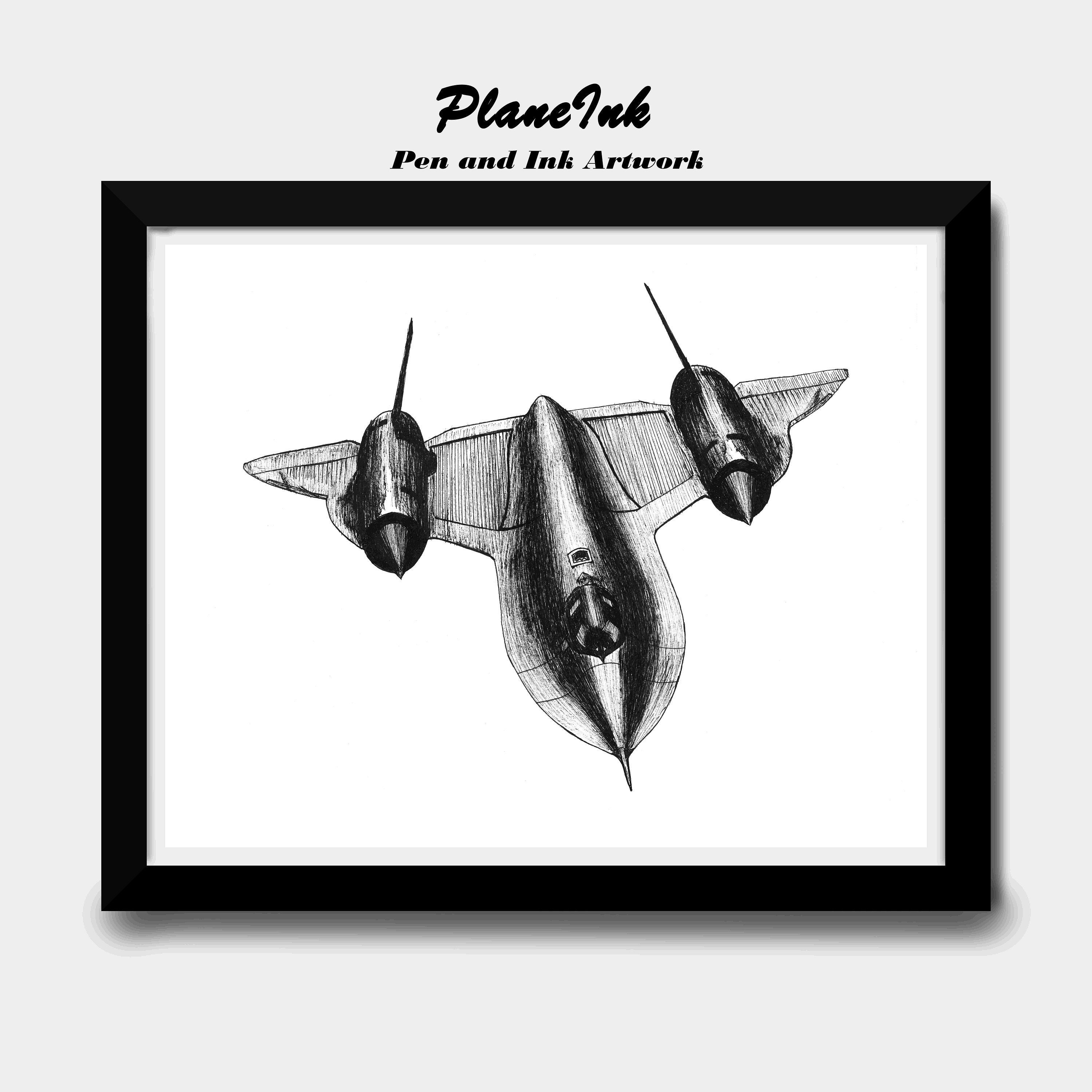 Airplane Print, Aircraft Art, 11x14, Pen and Ink Drawing, SR-71 ...