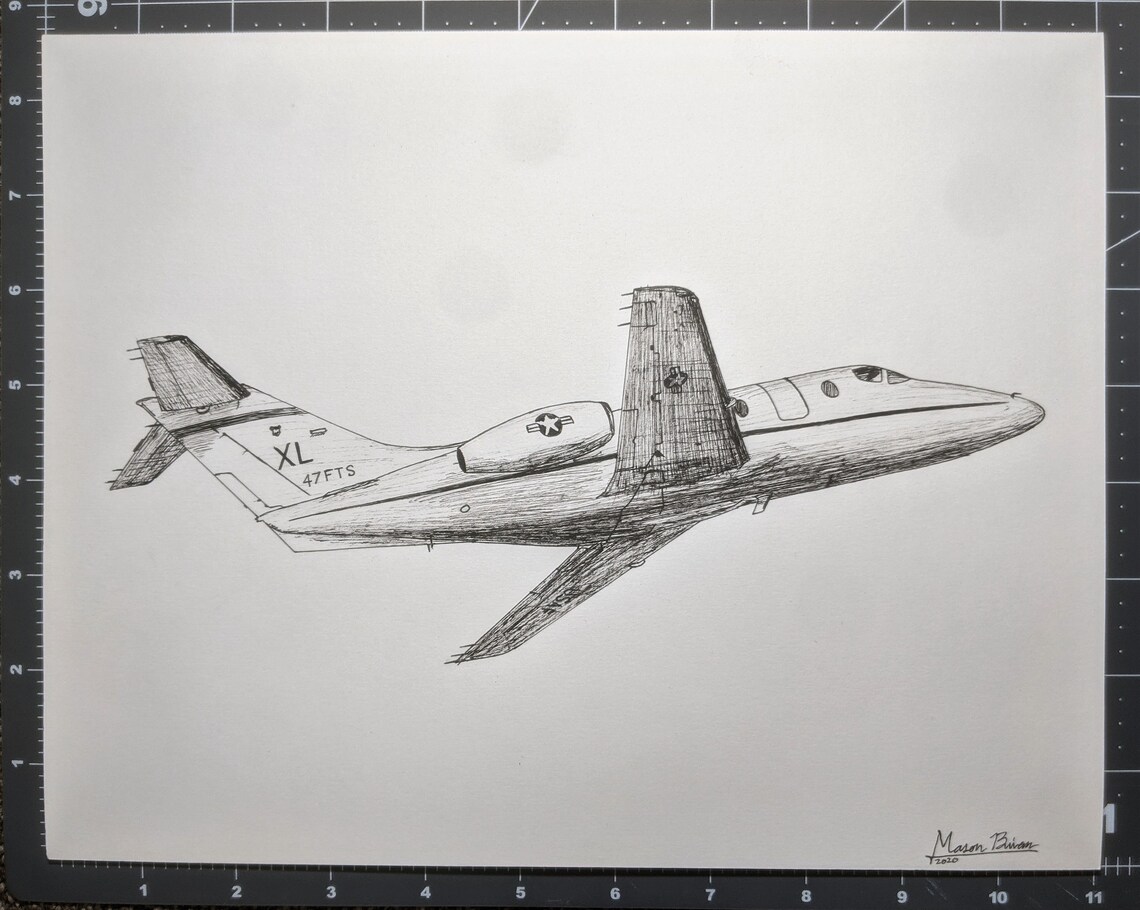 Download T-1 Jayhawk, Pen and Ink Drawing, Jet Art, Toner, INSTANT ...