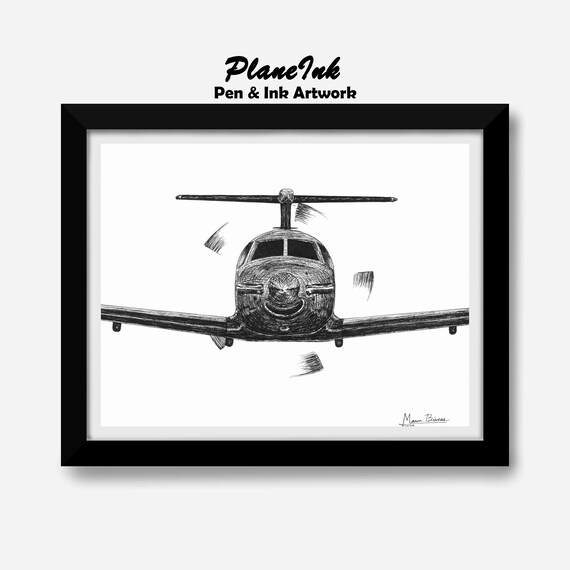 Download U-28 PC-12 Draco Pen and Ink Drawing Pilatus - Etsy