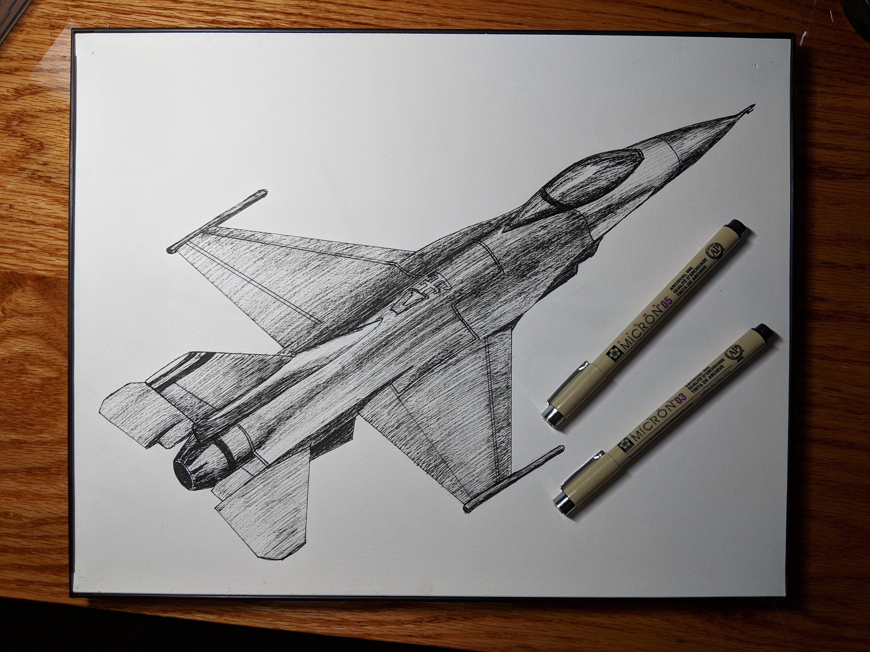 Airplane Print, Aircraft Art, 11x14, Pen and Ink Drawing, Jet Art, F-16 ...