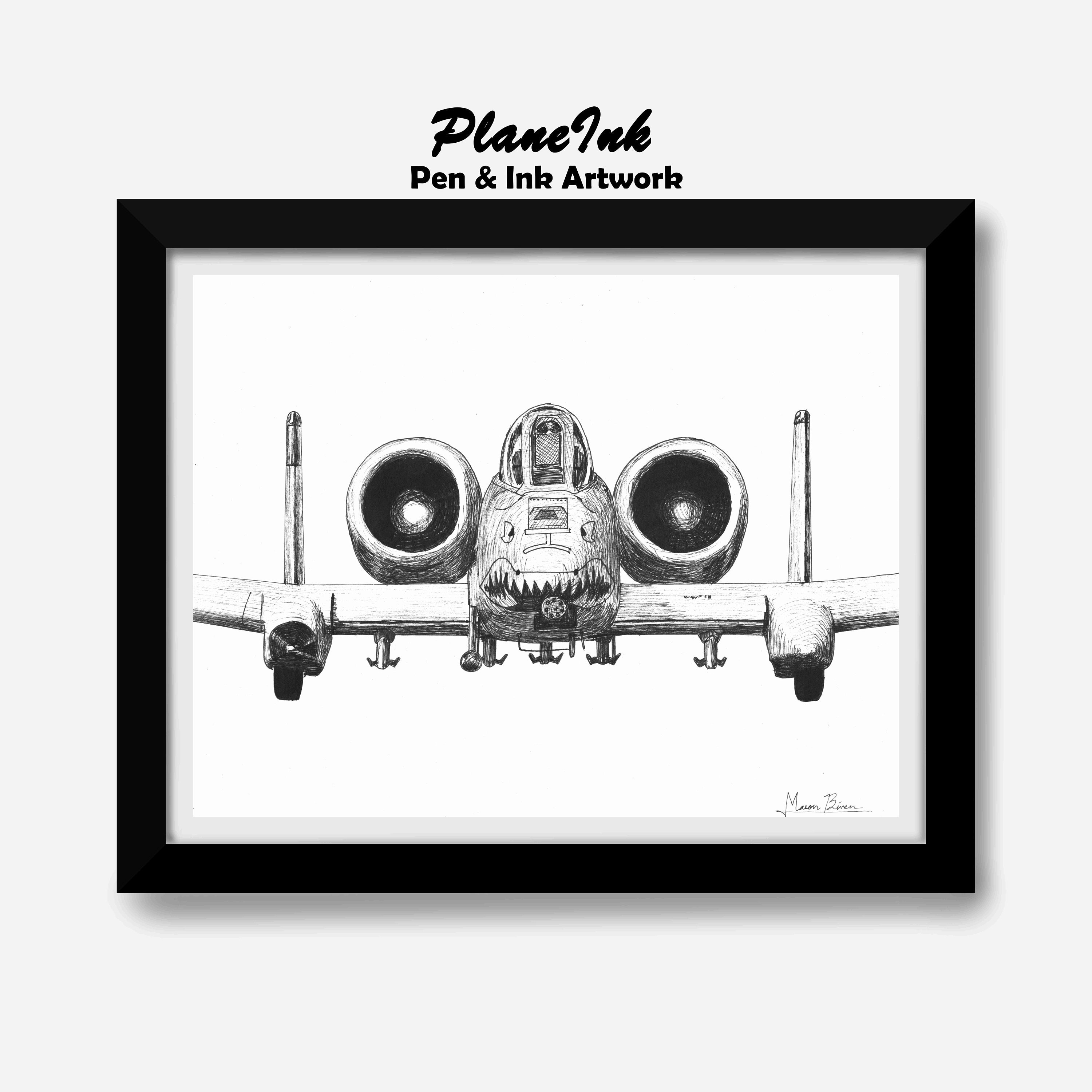 Download A-10 Warthog 8.5x11, Pen and Ink Drawing, USAF, A-10, Warthog ...