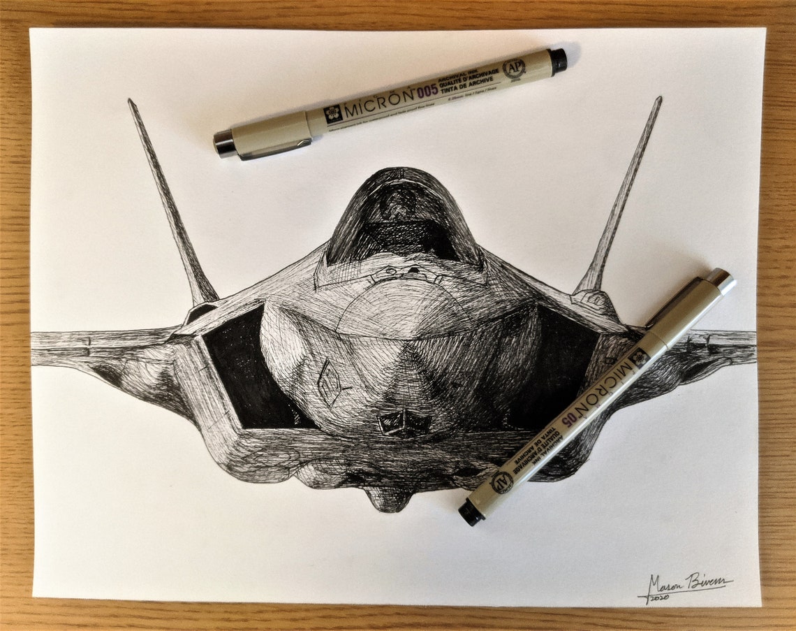 Airplane Print Airplane Download Pen and Ink Drawing Jet | Etsy