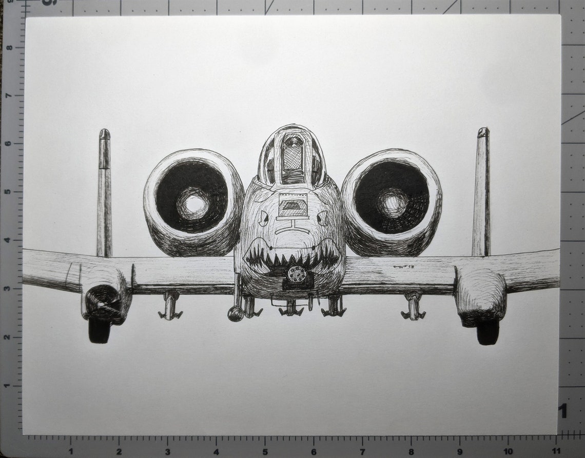 Download A-10 Warthog 8.5x11, Pen and Ink Drawing, USAF, A-10, Warthog ...