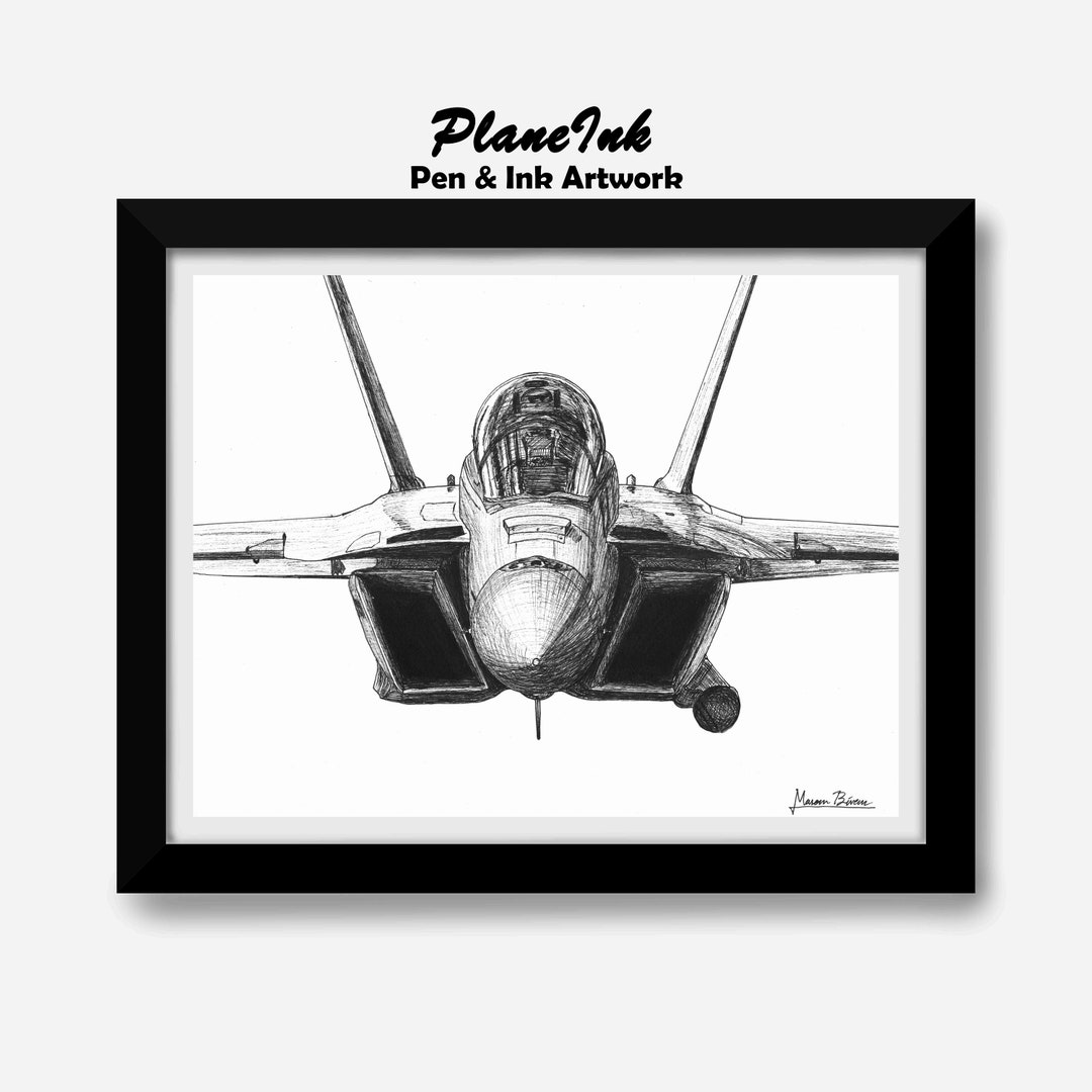 Download F/A-18 8.5x11, Pen and Ink Drawing, NAVY F/A-18 Super Hornet ...
