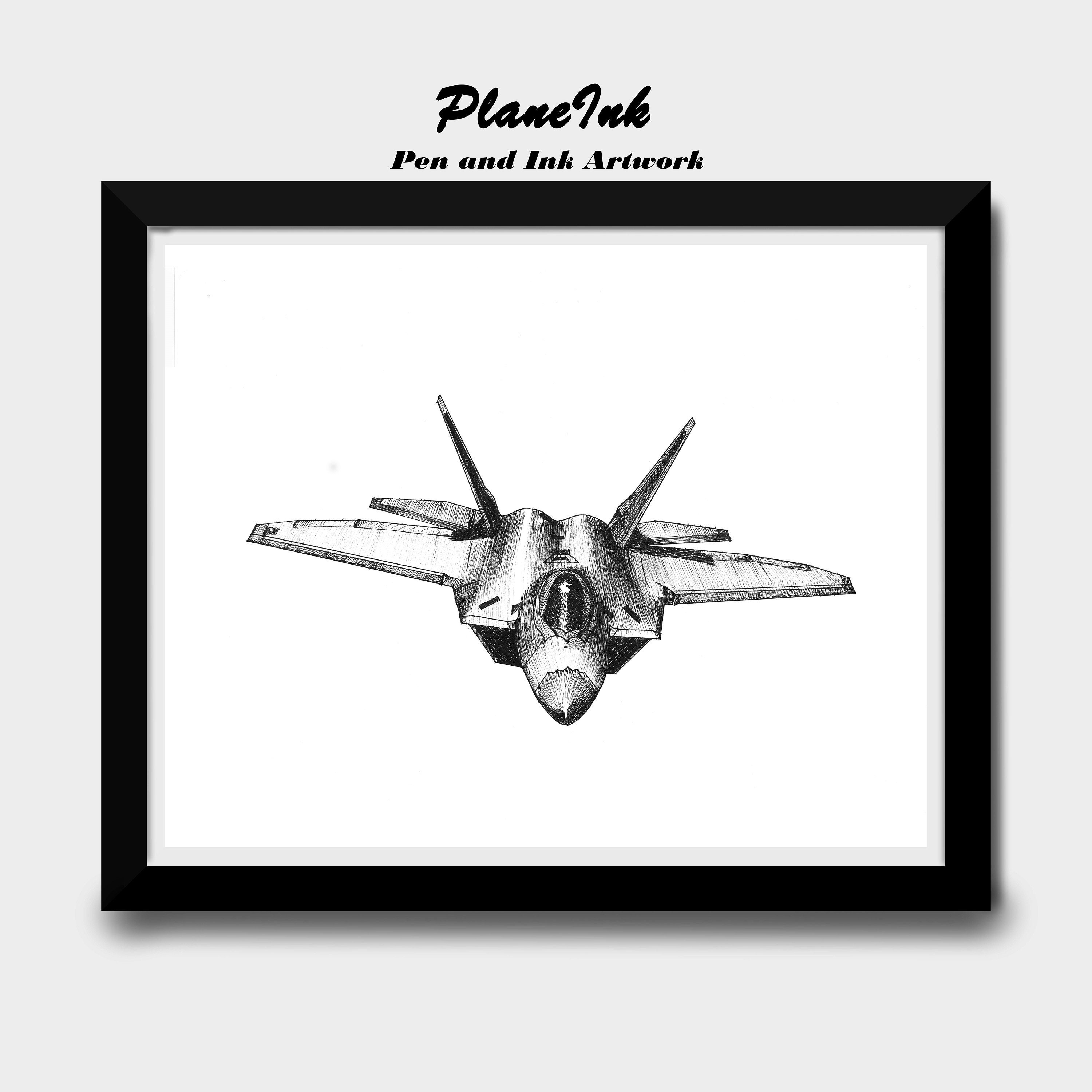 F-22 Raptor Print 11x14 Pen and Ink Drawing F-22 Raptor - Etsy