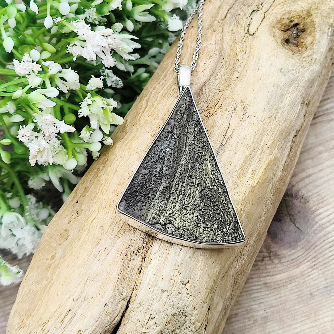 Pyrite Sun Pendant | Large Triangle | Crystal Gift | Sterling Silver - Etsy