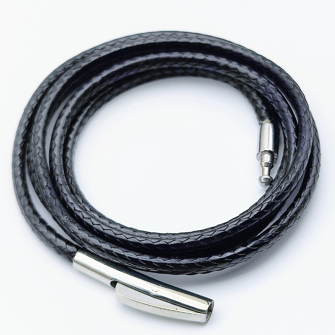 Black Braid Leather Cord Chain | 2mm Wide - Etsy